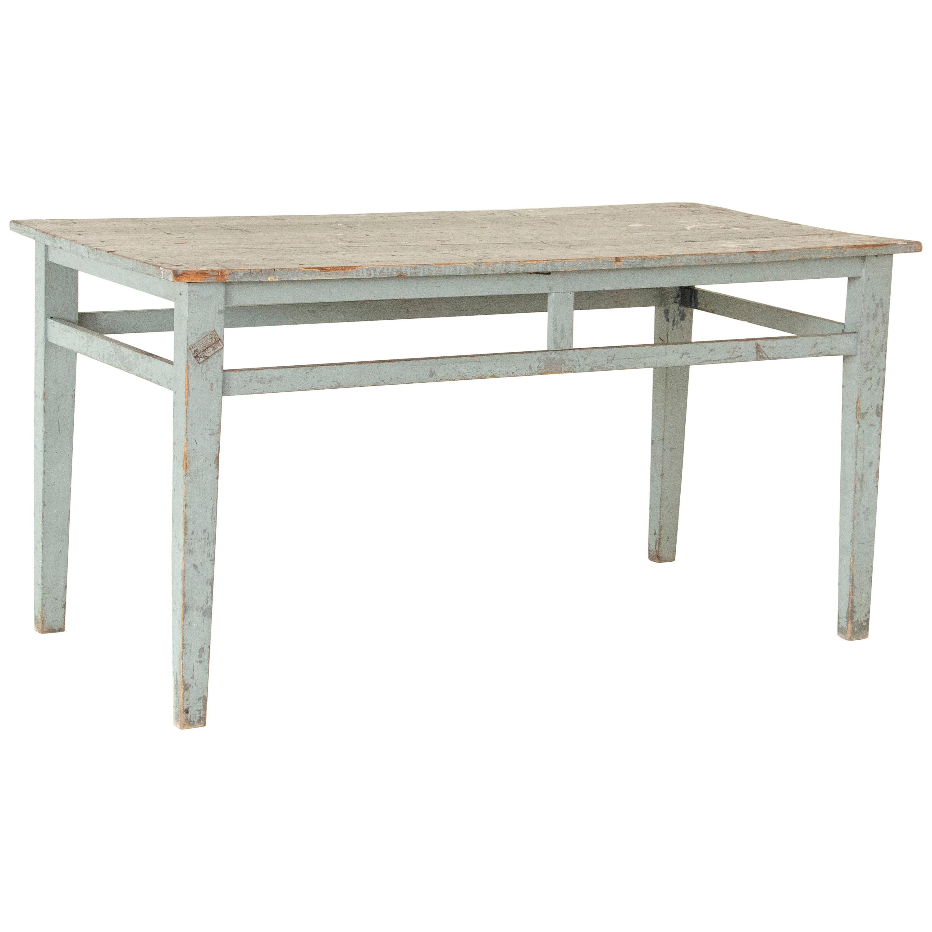 Antique Original Blue Painted Work Table from Sweden at 1stDibs