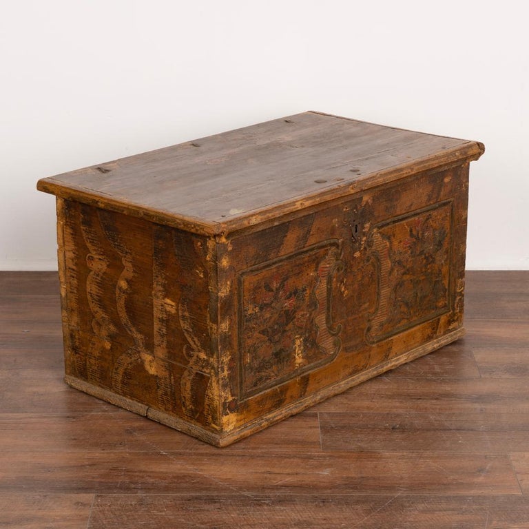Antique Original Hand Painted and Carved Trunk, Hungary, Dated 1854 For ...