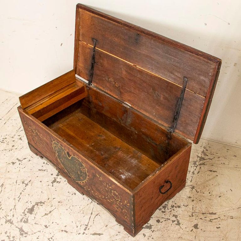 Antique Original Hand Painted Trunk, Dated 1836 at 1stDibs