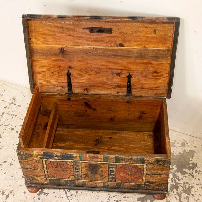 Antique Original Hand Painted Trunk, Germany, 1774 at 1stDibs