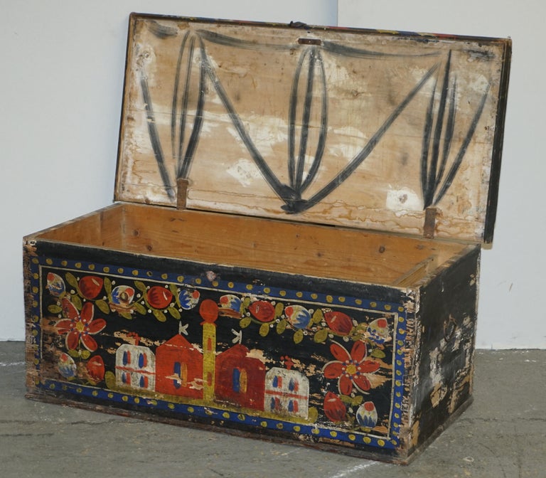 Antique Original Paint Romanian Blanket Chest Coffer Trunk Church ...
