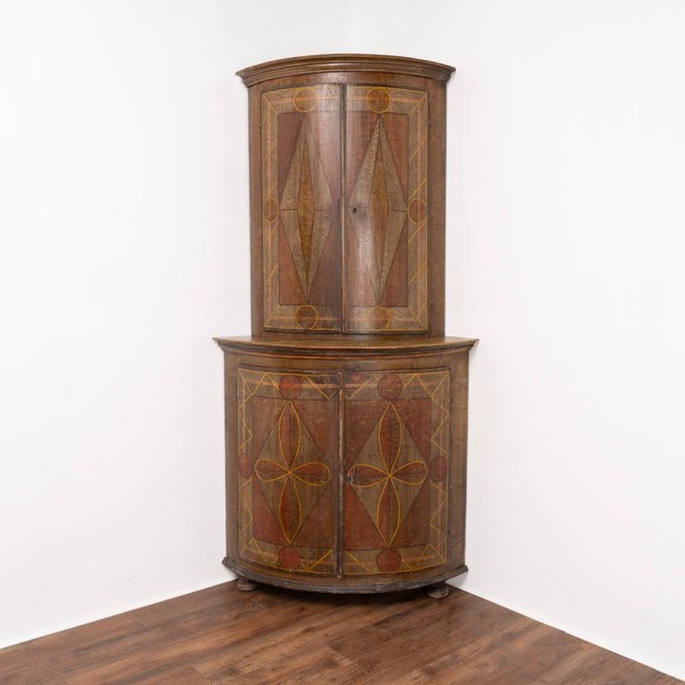 Antique Original Painted Bow Front Corner Cabinet from Sweden For Sale ...