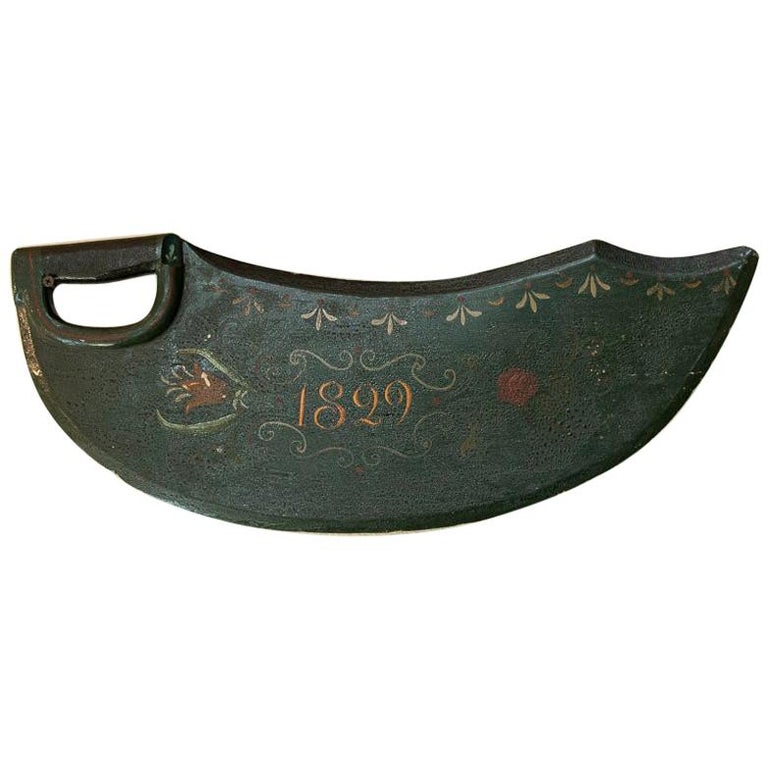 Antique Original Swedish Green Painted Flax Tool / Scutching Knife ...