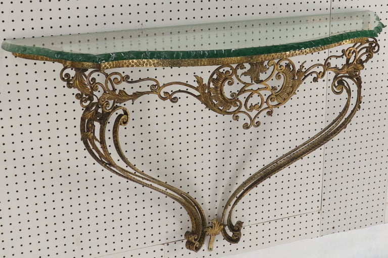 Antique Ornate Baroque Style Gold Gilt Wrought Iron Hanging Console ...