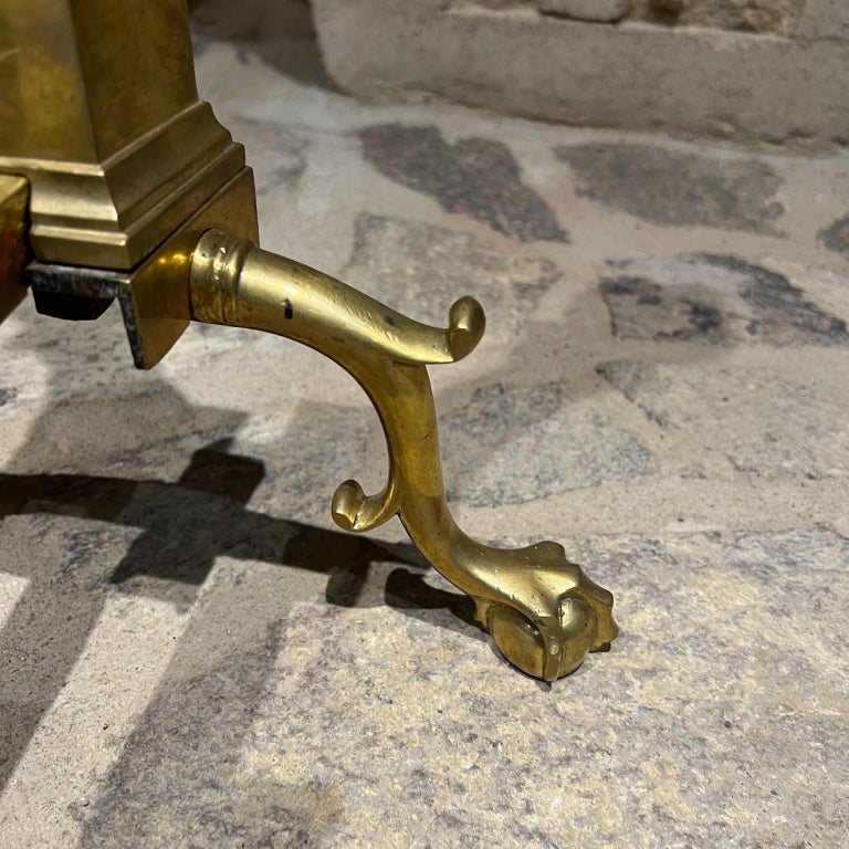 Antique Ornate Brass Fireplace Finial Andirons Classical Federal ...