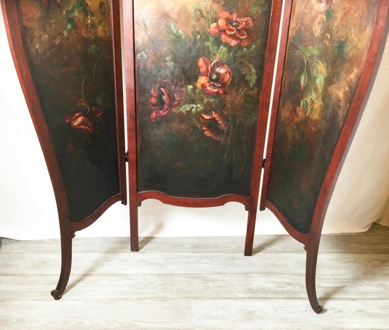 Antique Ornate Three-Panel Dressing Screen Art Nouveau at 1stDibs