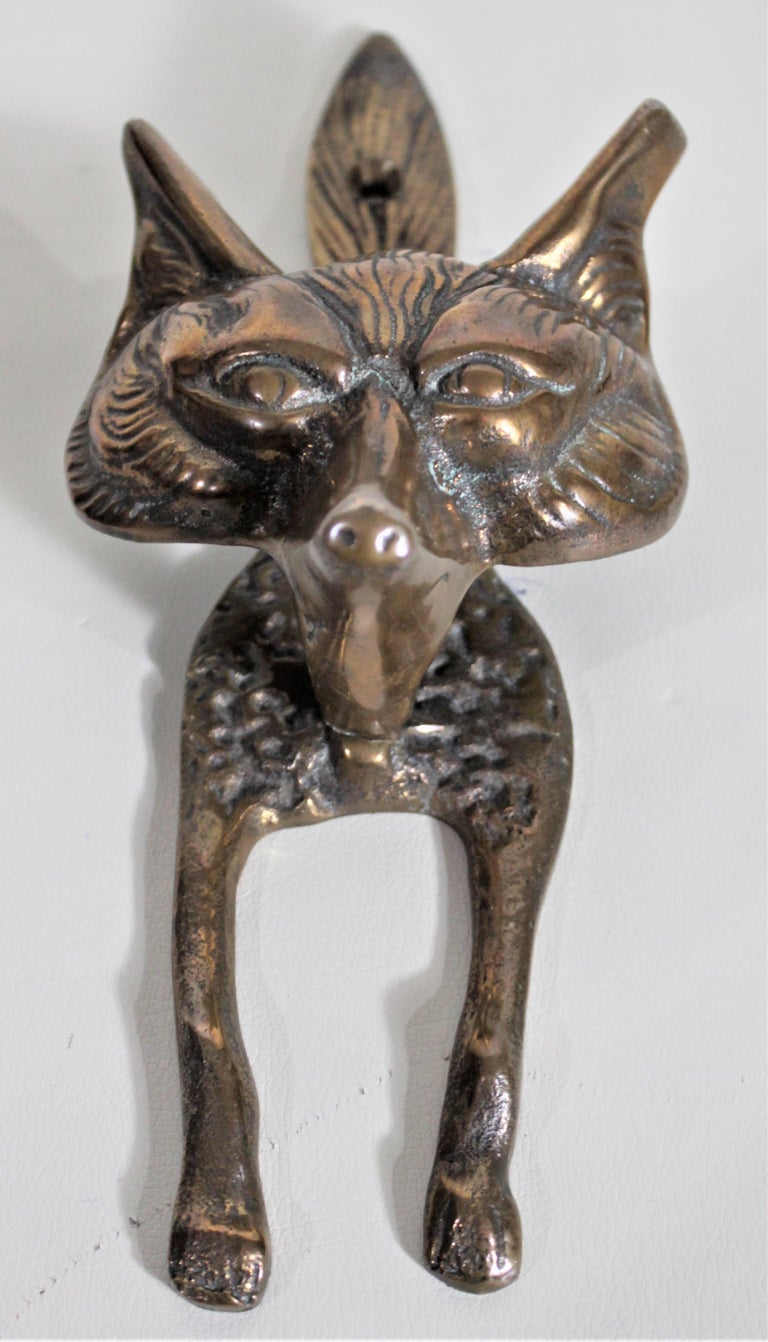Antique Ornately Cast Solid Brass Figural Stylized Fox Door Knocker at ...