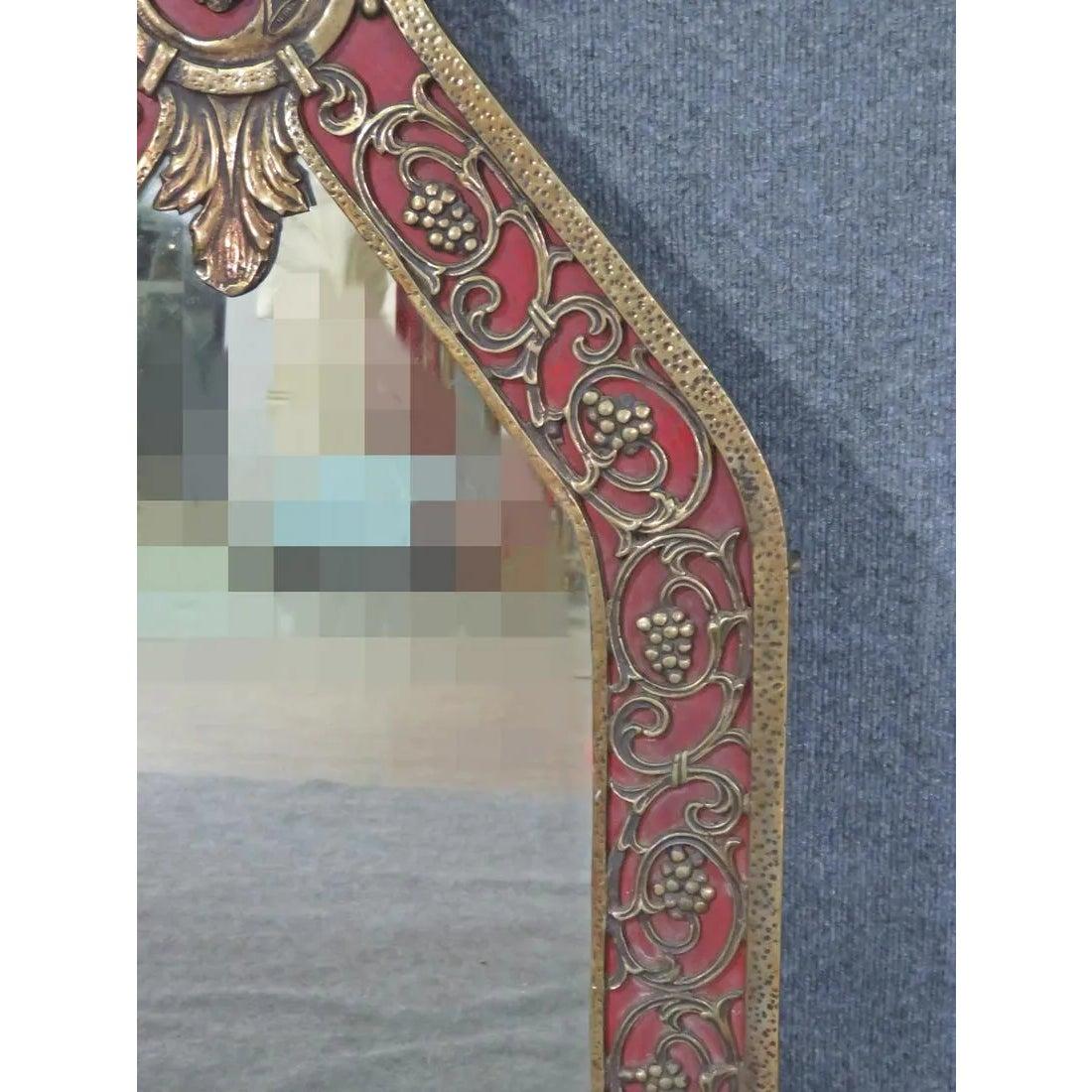 Antique Oscar Bach Polychrome Decorated Bronze Mirror, 1920s at 1stDibs