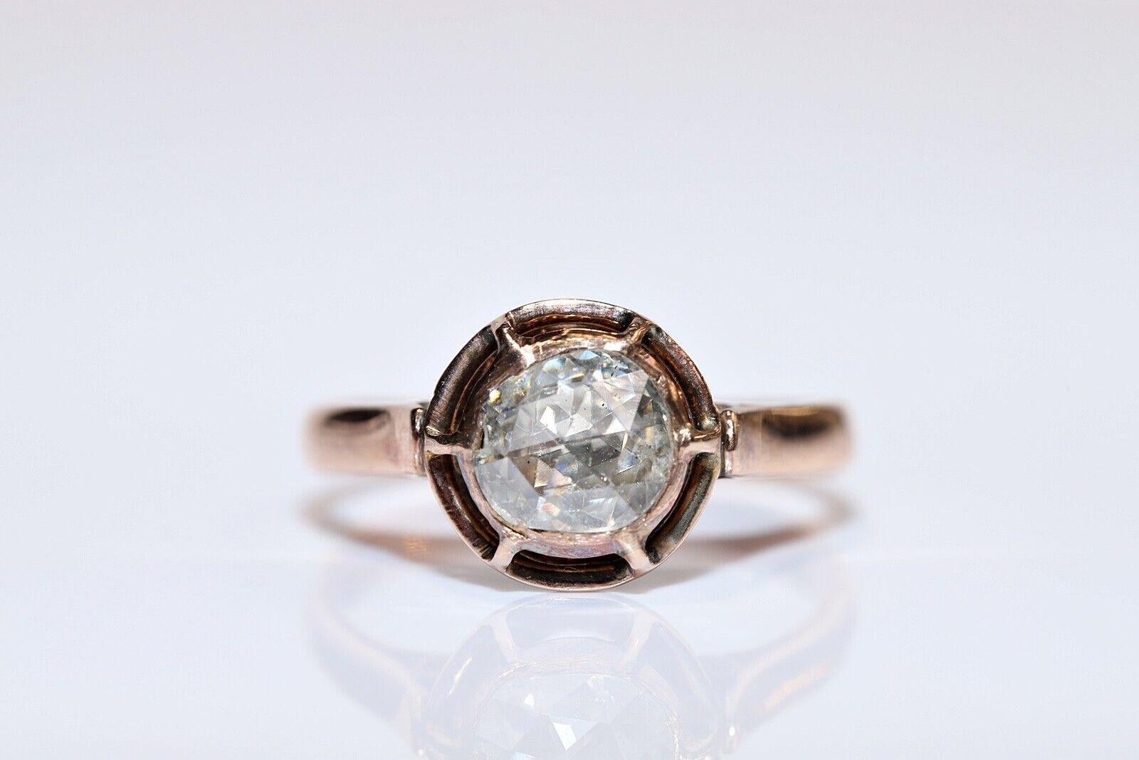 Antique Ottoman Circa 1900s 8k Gold Natural Rose Cut Diamond Solitaire ...