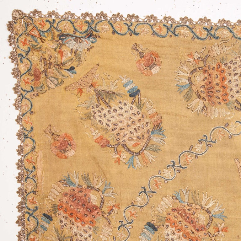 Antique Ottoman Embroidery on Pashmina Wool Cloth, Mid-19th Century at ...