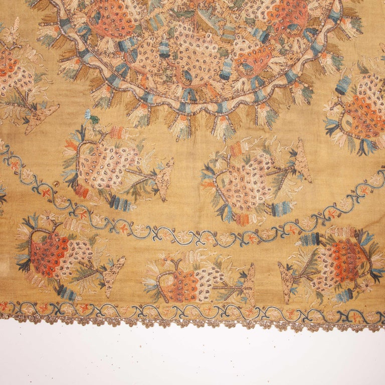 Antique Ottoman Embroidery on Pashmina Wool Cloth, Mid-19th Century at ...
