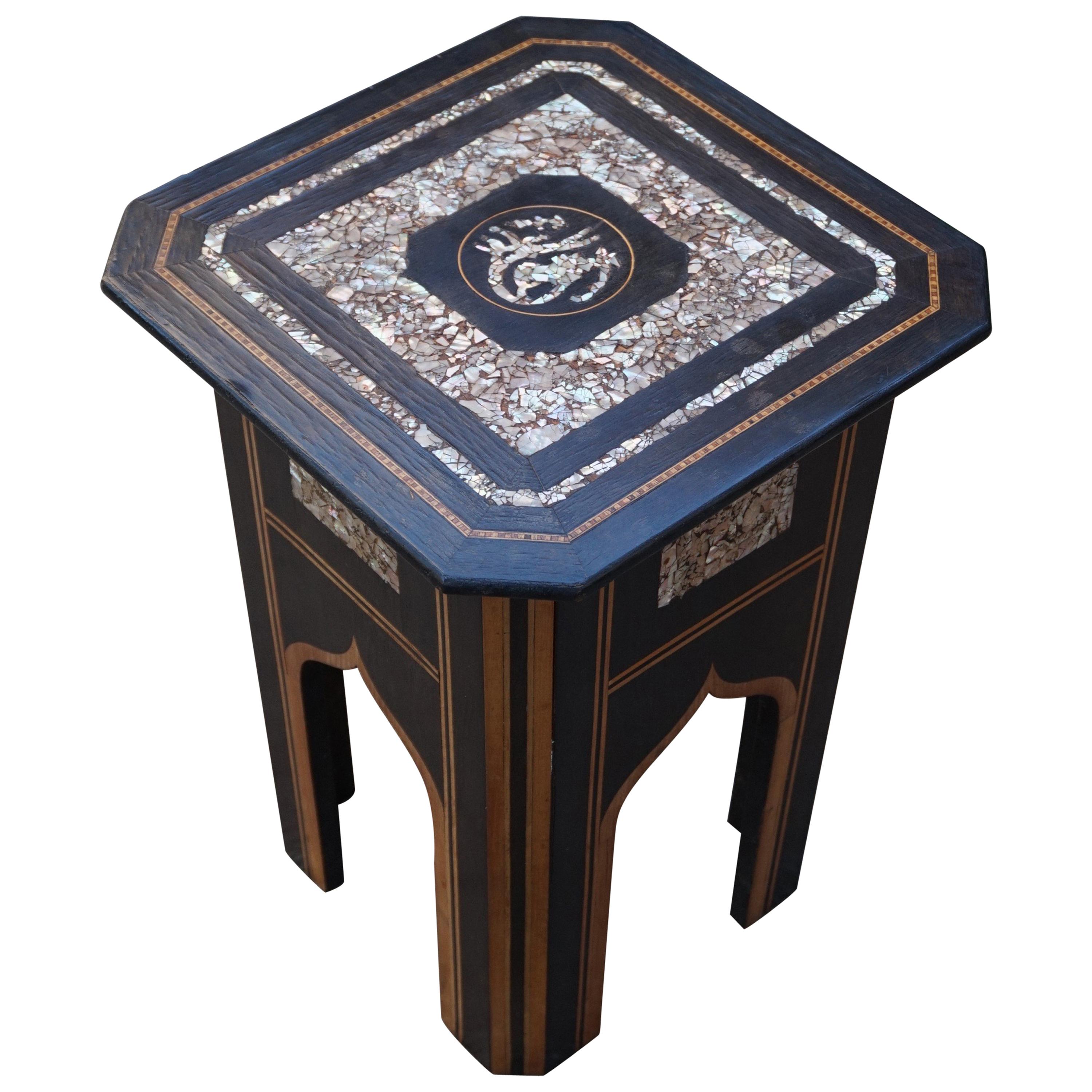 Antique Ottoman / Moorish Wooden Table with Inlaid Mother-of-Pearl ...