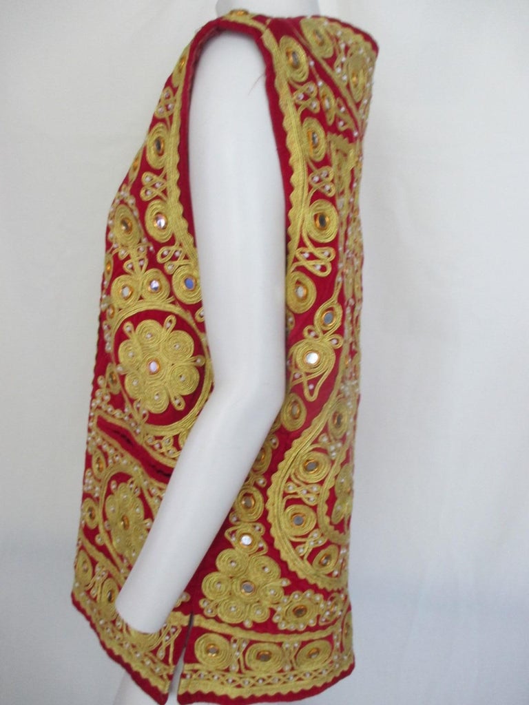 Antique Ottoman Red Velvet Vest For Sale at 1stDibs
