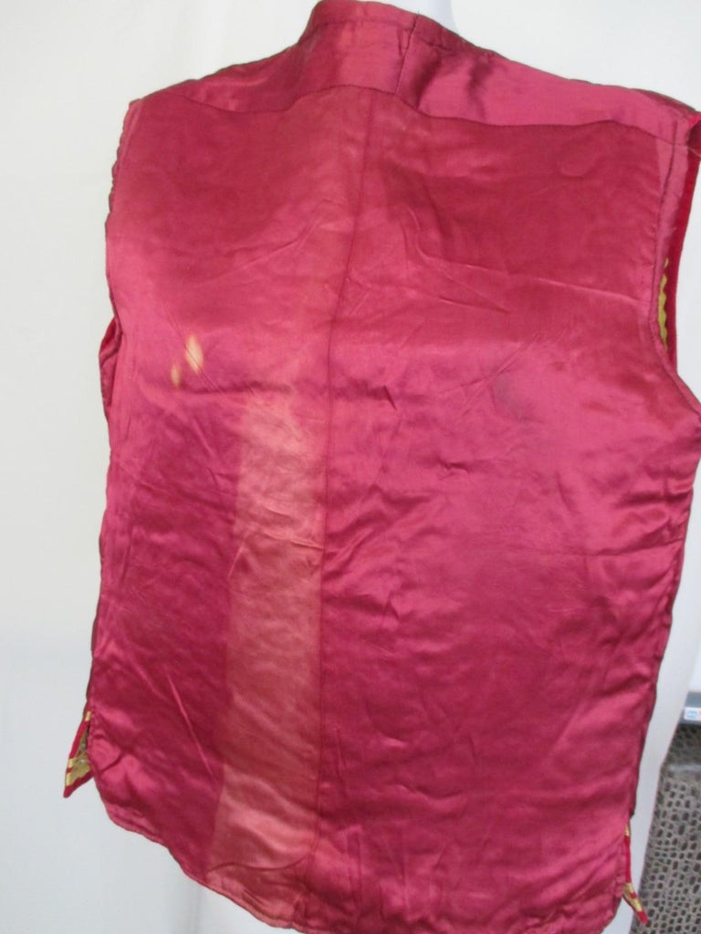 Antique Ottoman Red Velvet Vest For Sale at 1stDibs