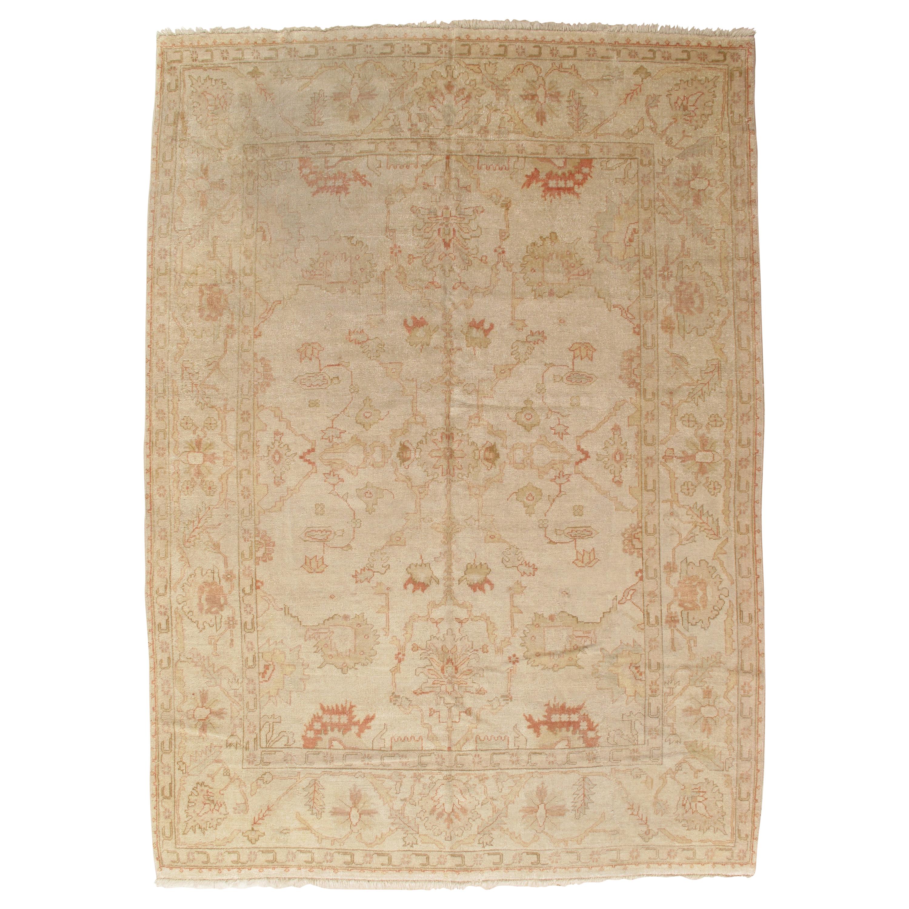 Antique Oushak Carpet, Handmade Turkish Oriental Rug, Beige, Taupe ...