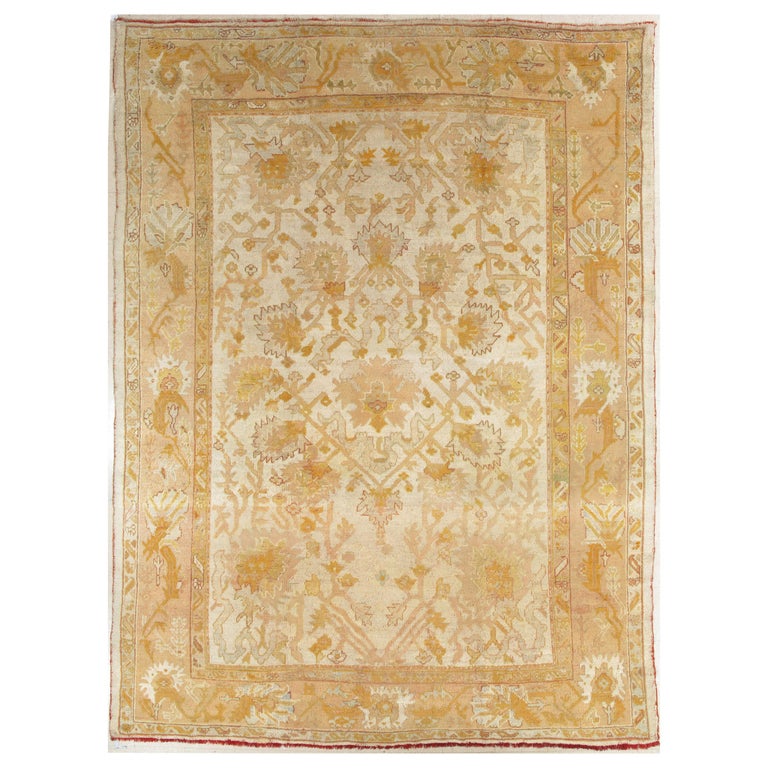 Antique Oushak Carpet Handmade Turkish Oriental Rug Beige, Taupe, Soft ...
