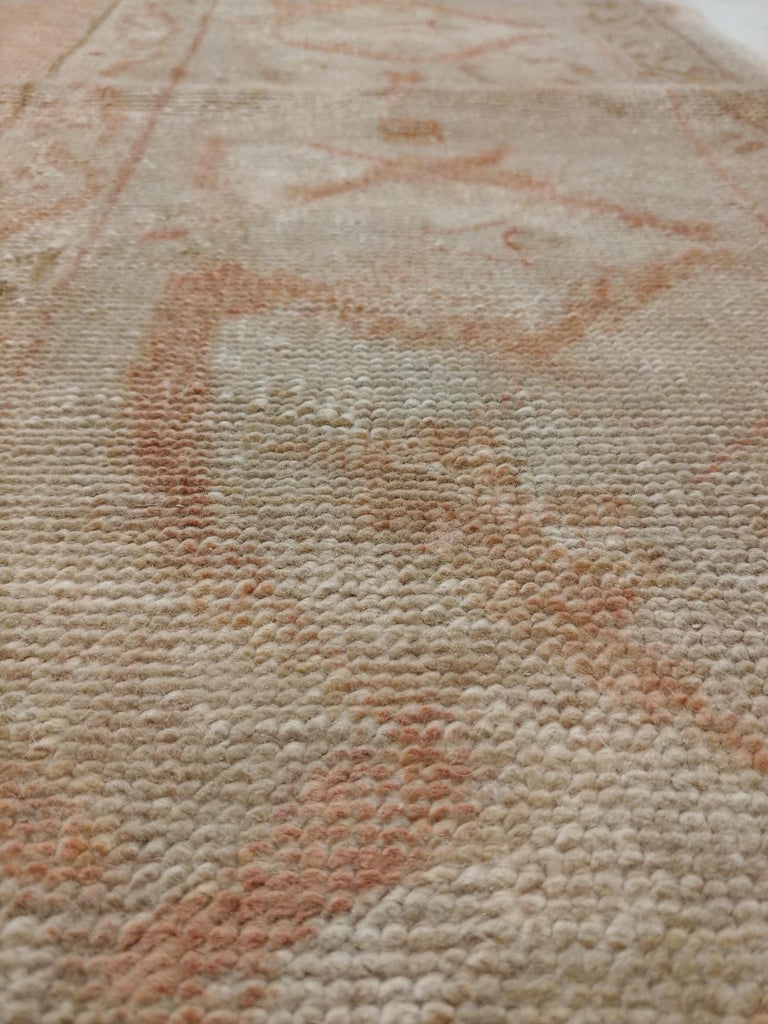 Antique Oushak Carpet, Handmade Turkish Oriental Rug, Pastel, Pale ...