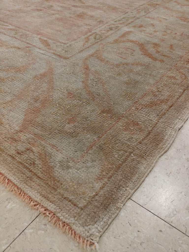 Antique Oushak Carpet, Handmade Turkish Oriental Rug, Pastel, Pale ...