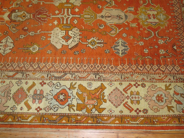 Antique Oushak Orange Rug For Sale at 1stDibs