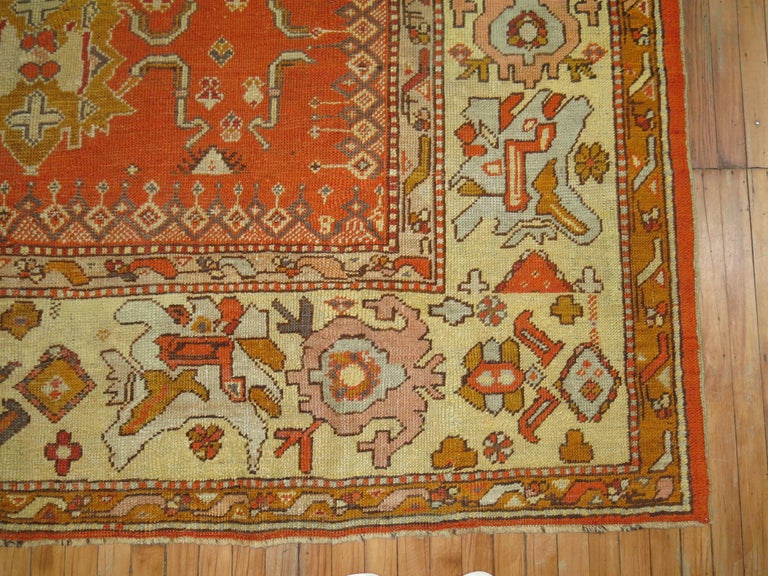 Antique Oushak Orange Rug For Sale at 1stDibs