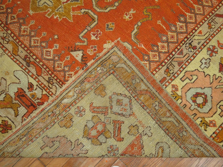 Antique Oushak Orange Rug For Sale at 1stDibs