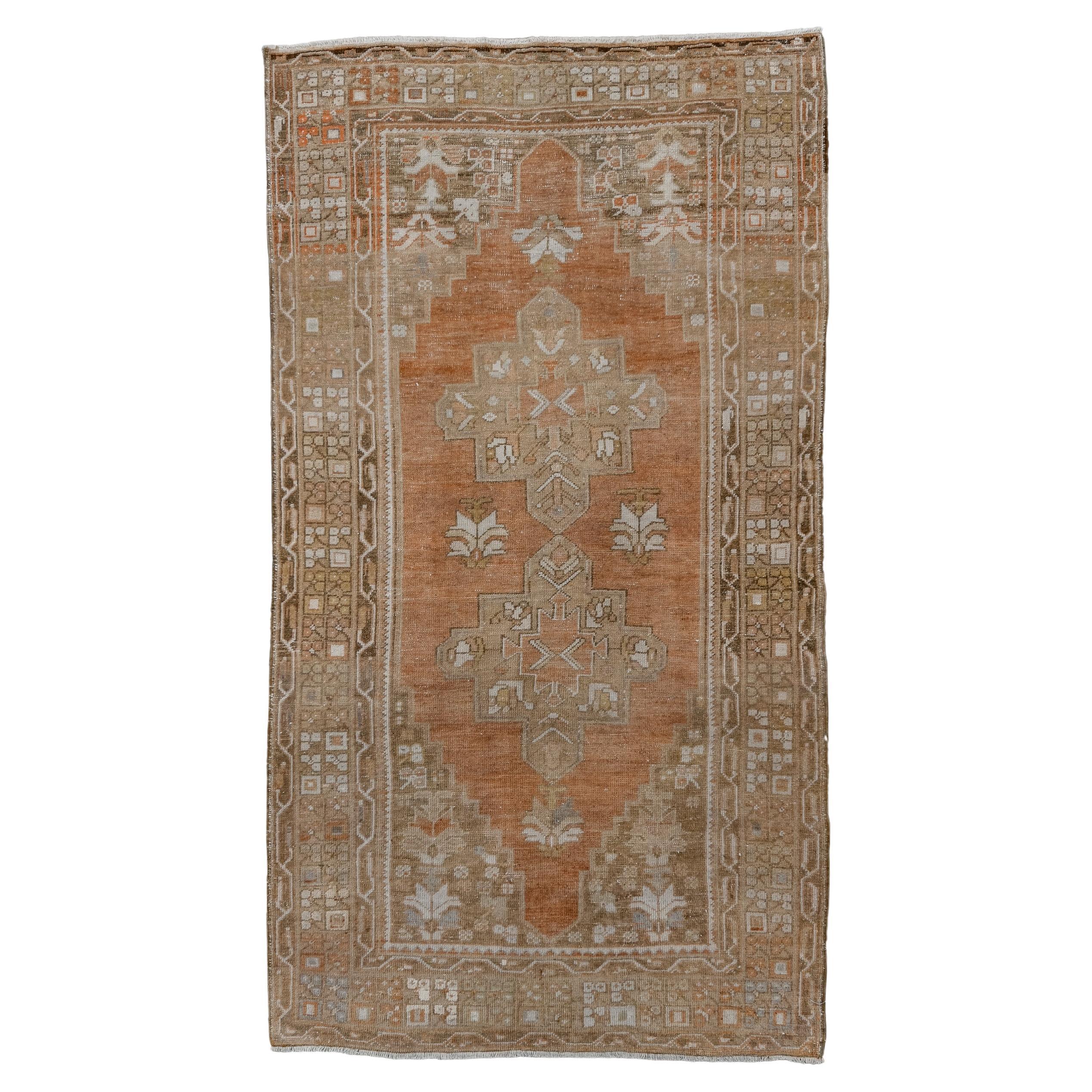 Antique Oushak with Rust Field and Center Medallion For Sale at 1stDibs