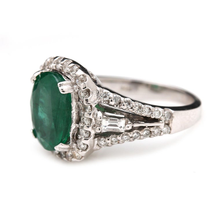 Customizable Antique Oval Cut Emerald Diamonds Engagement Ring For Sale ...