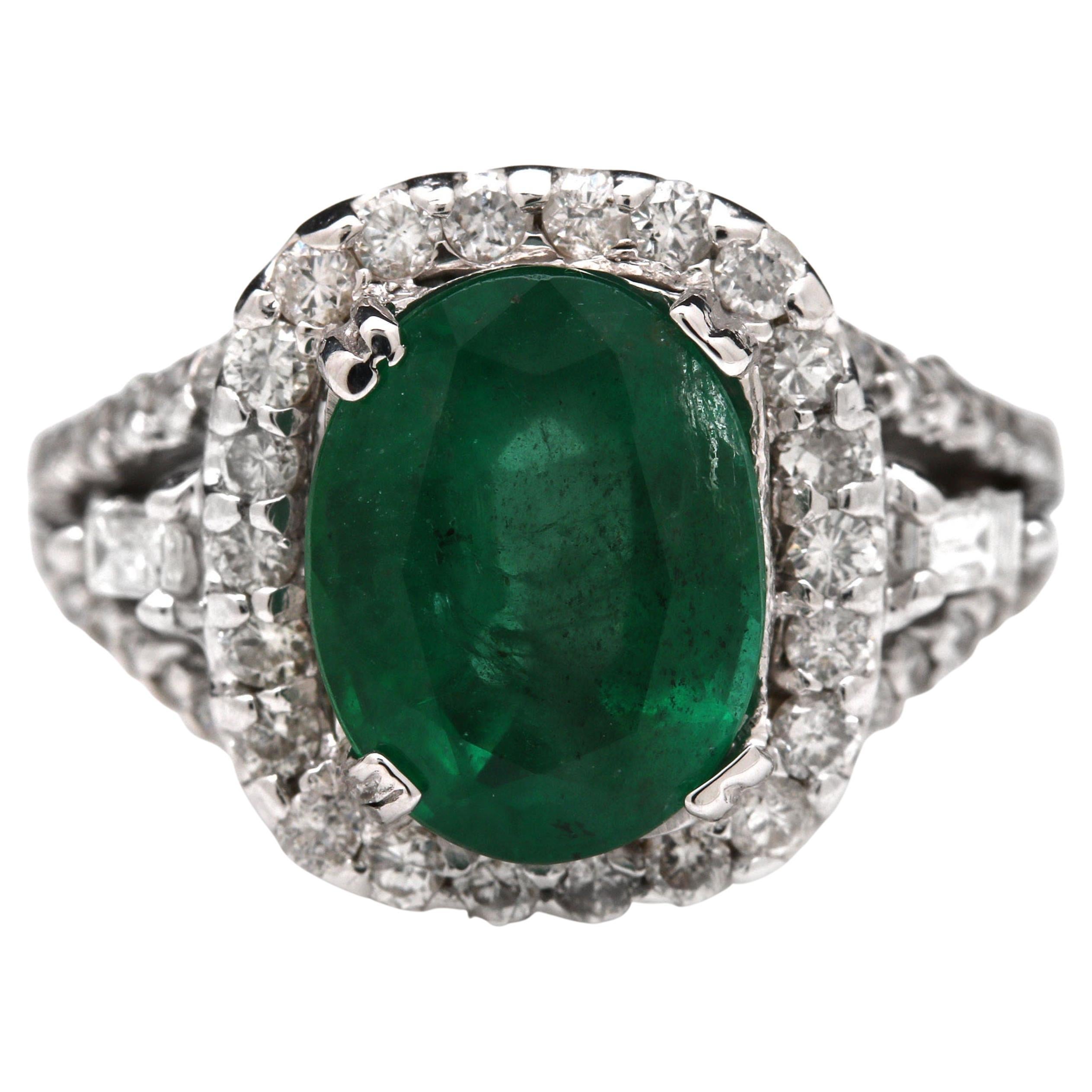 Customizable Oval Cut Emerald Diamonds Engagement Ring For Sale at 1stDibs