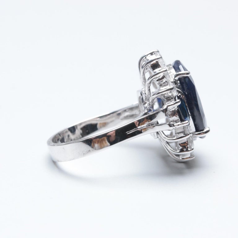 Customizable Antique Oval Cut Sapphire Diamonds Engagement Ring For Sale at 1stDibs