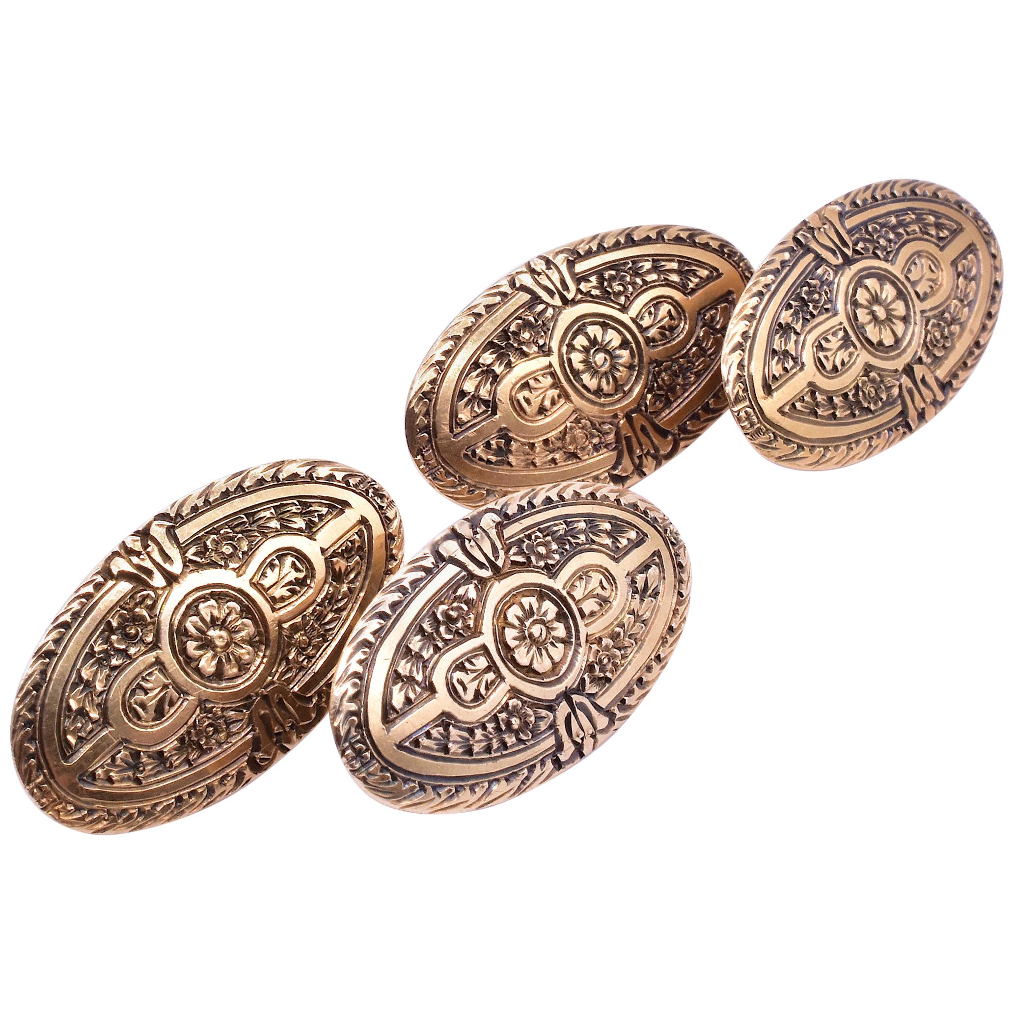 1910 Edwardian Hand Engraved 18 Karat and Silver Two-Tone Flower ...