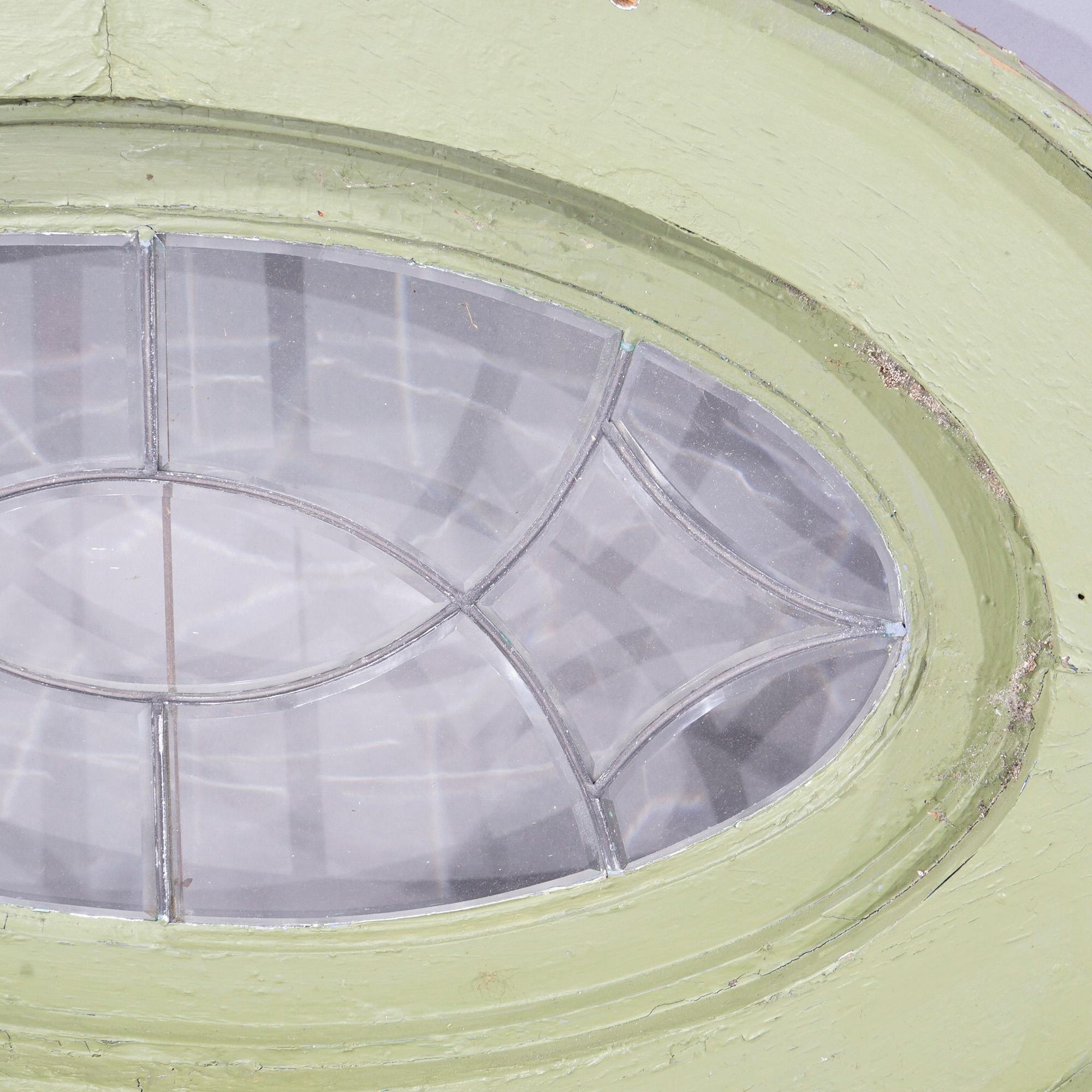 Antique Oval Leaded Beveled Glass Transom Window Circa 1900 at 1stDibs