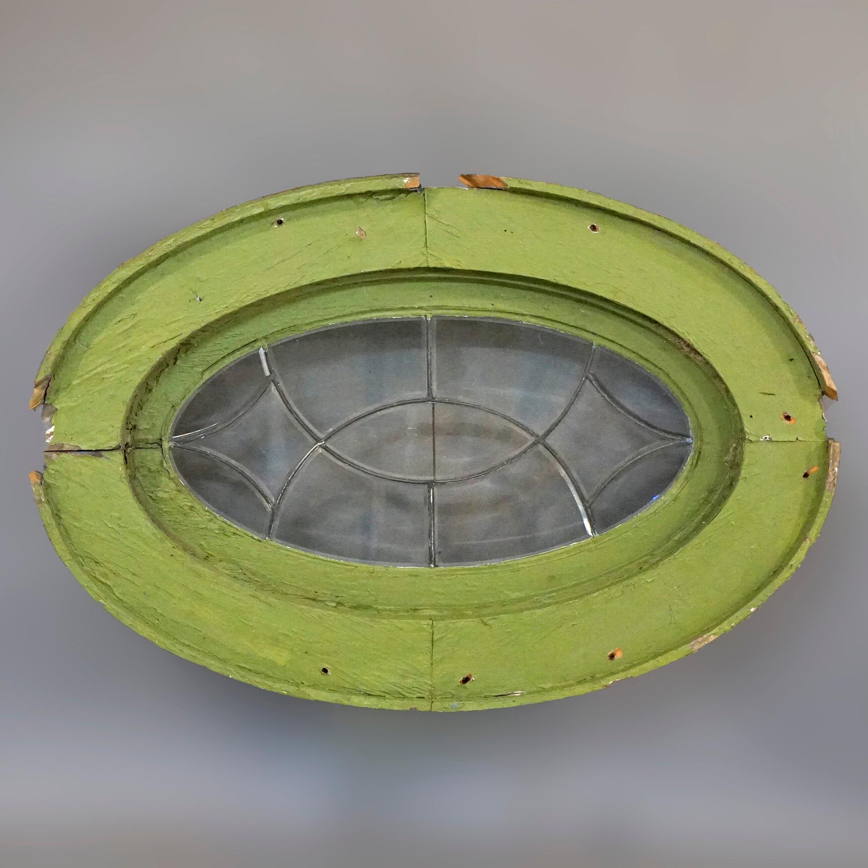Antique Oval Leaded Beveled Glass Transom Window Circa 1900 at 1stDibs