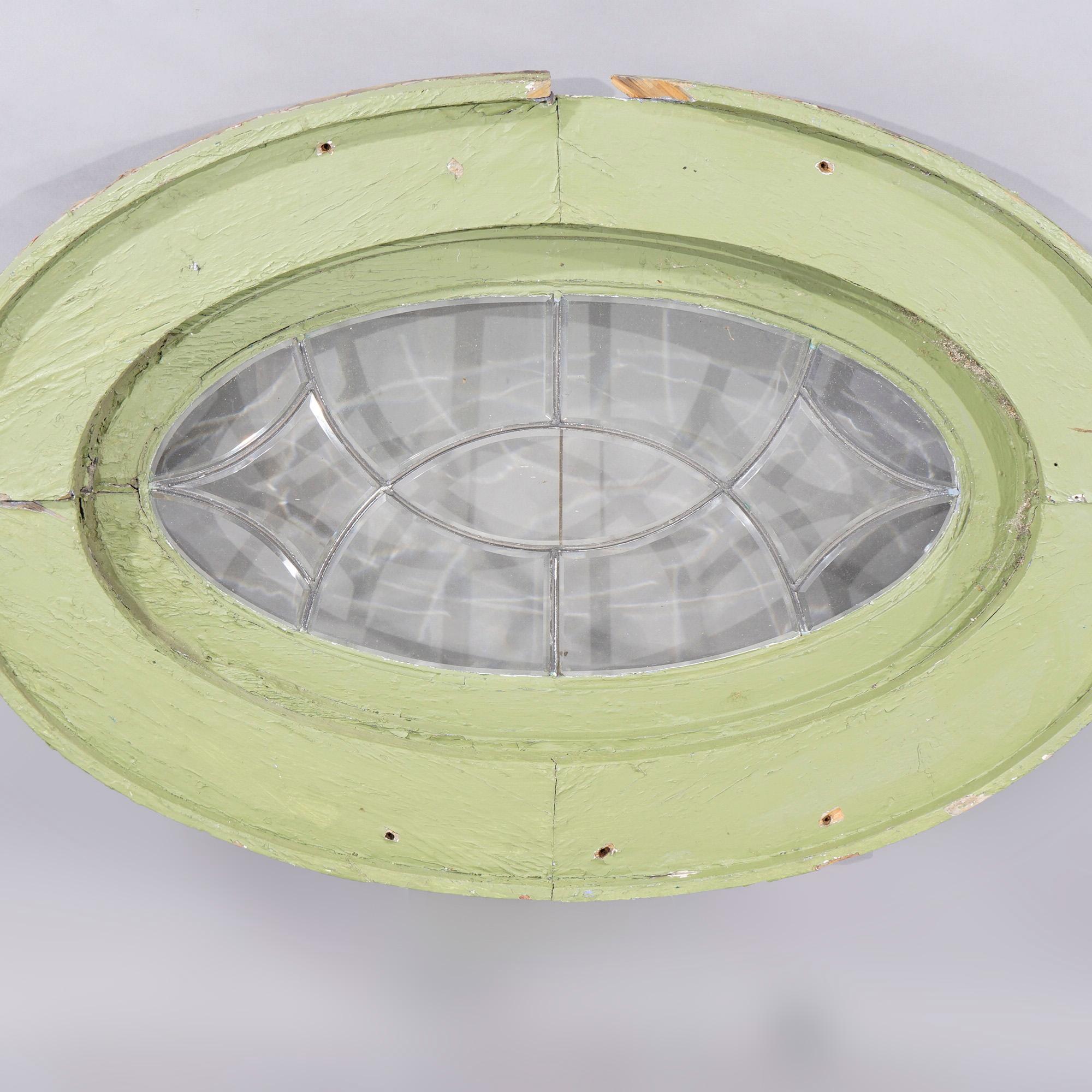Antique Oval Leaded Beveled Glass Transom Window Circa 1900 at 1stDibs