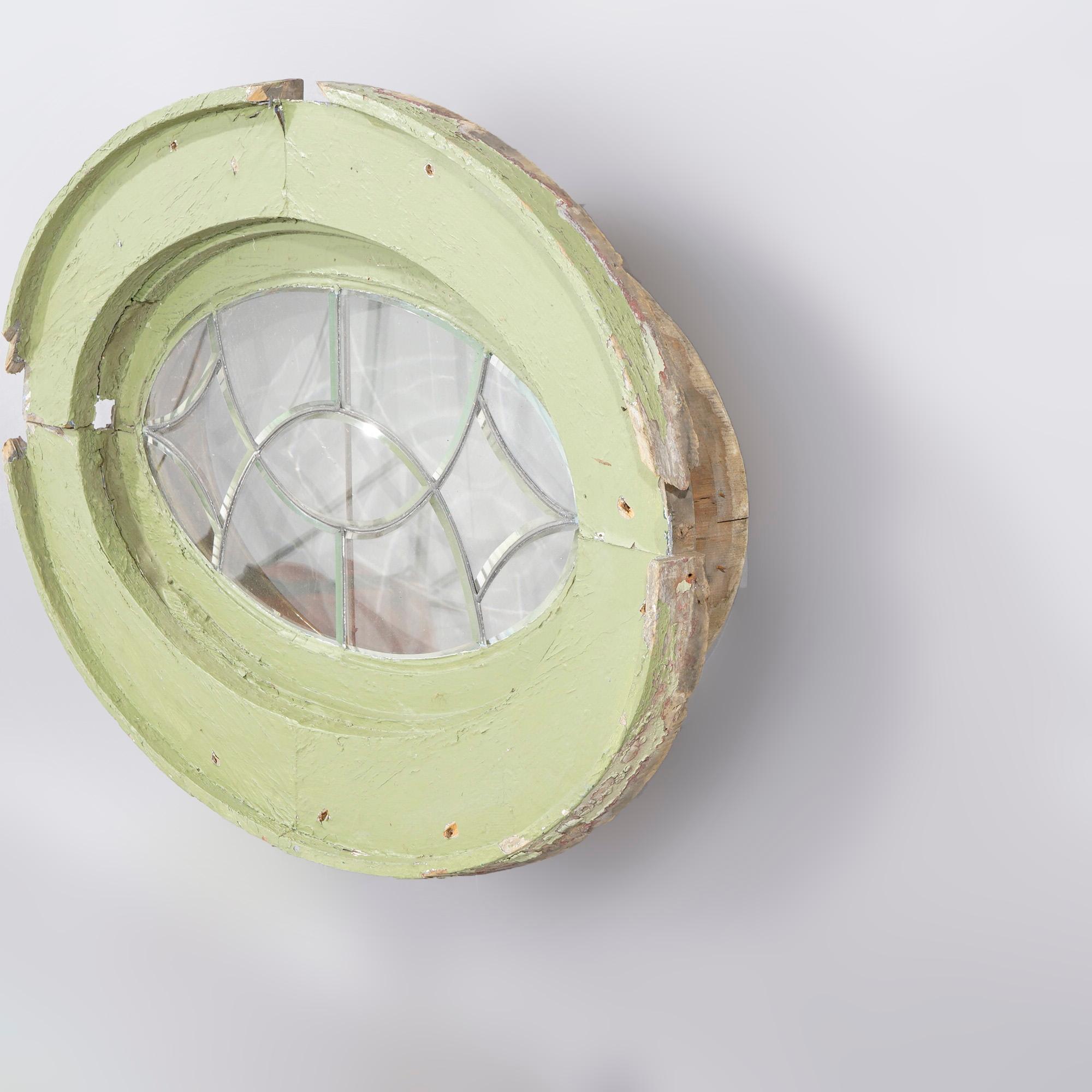 Antique Oval Leaded Beveled Glass Transom Window Circa 1900 at 1stDibs