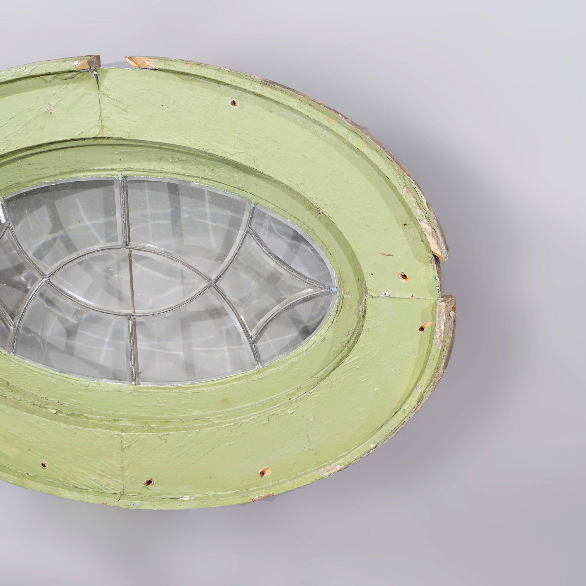 Antique Oval Leaded Beveled Glass Transom Window Circa 1900 at 1stDibs