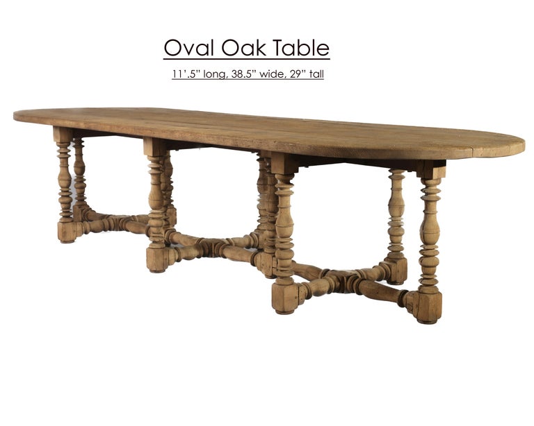 Antique Oval Oak Dining Table For Sale at 1stDibs