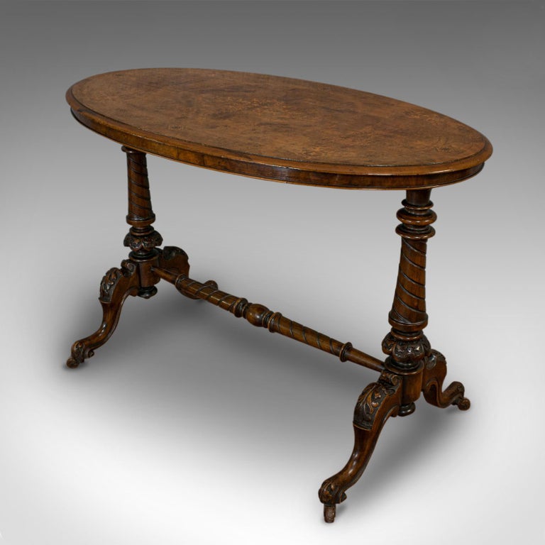 Antique Oval Table, English, Burr Walnut, Centre, Side, Victorian ...