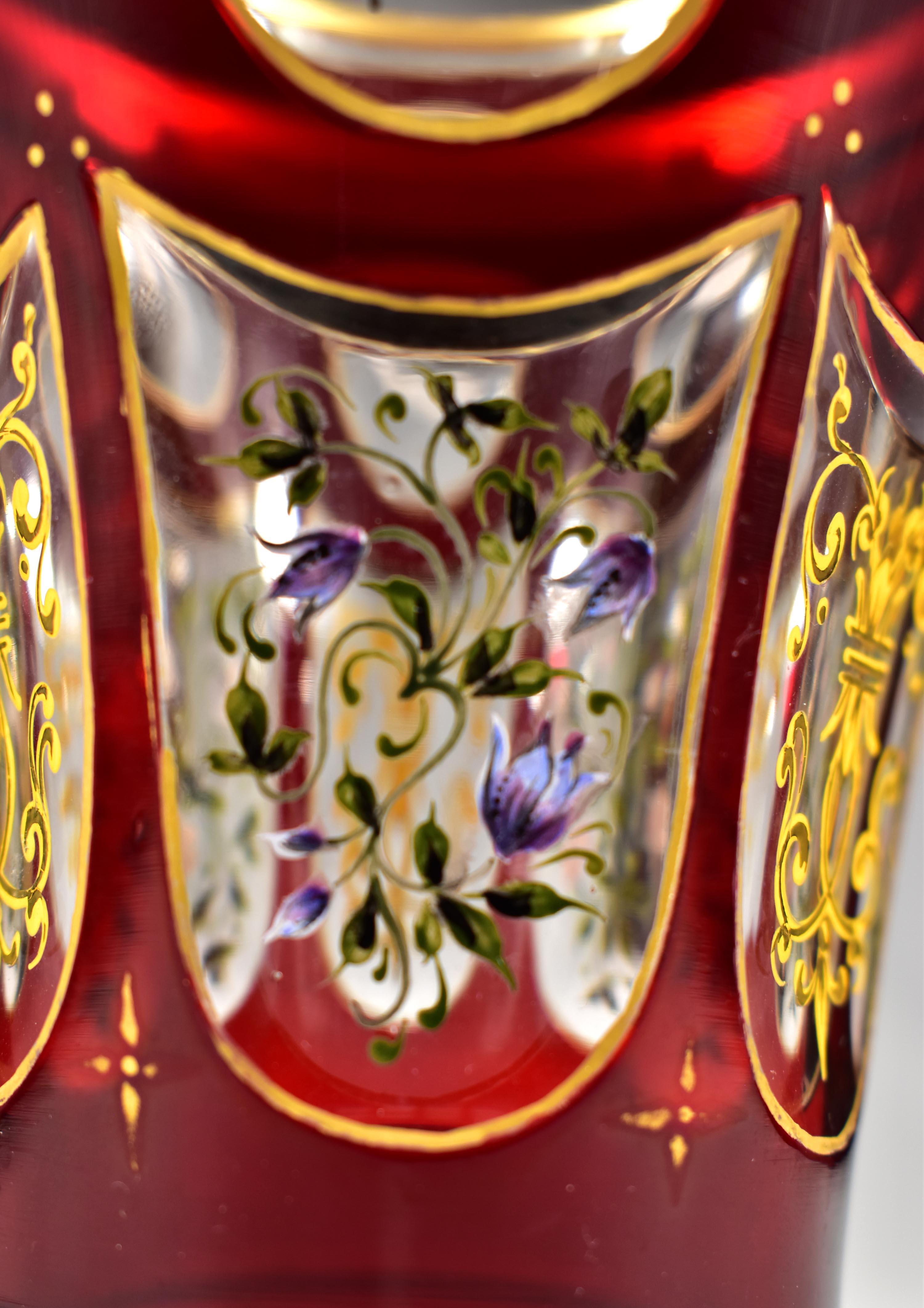 Antique Overlay Ruby Goblet Cut and Painted 19 th century For Sale at ...