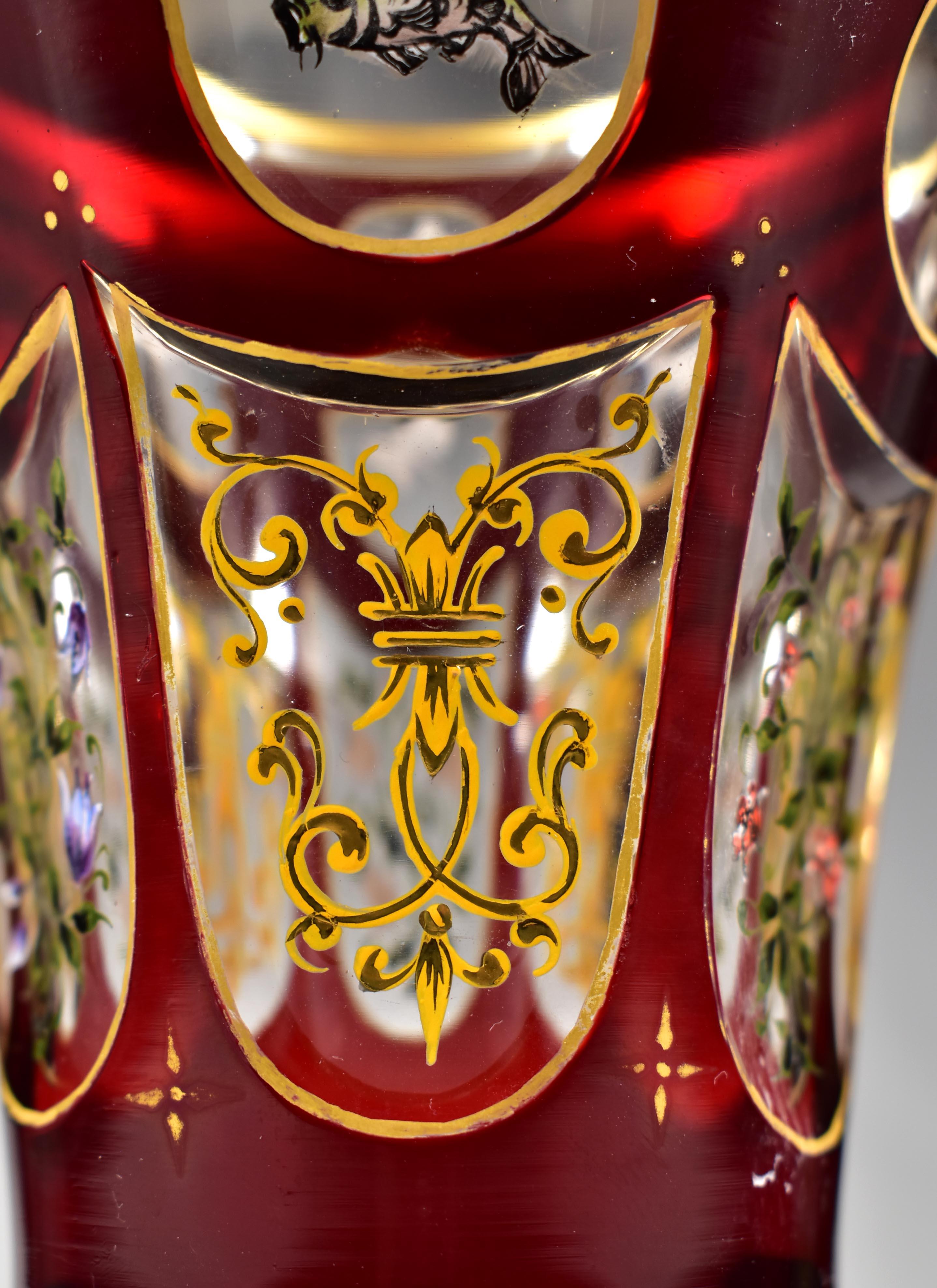 Antique Overlay Ruby Goblet Cut and Painted 19 th century For Sale at ...
