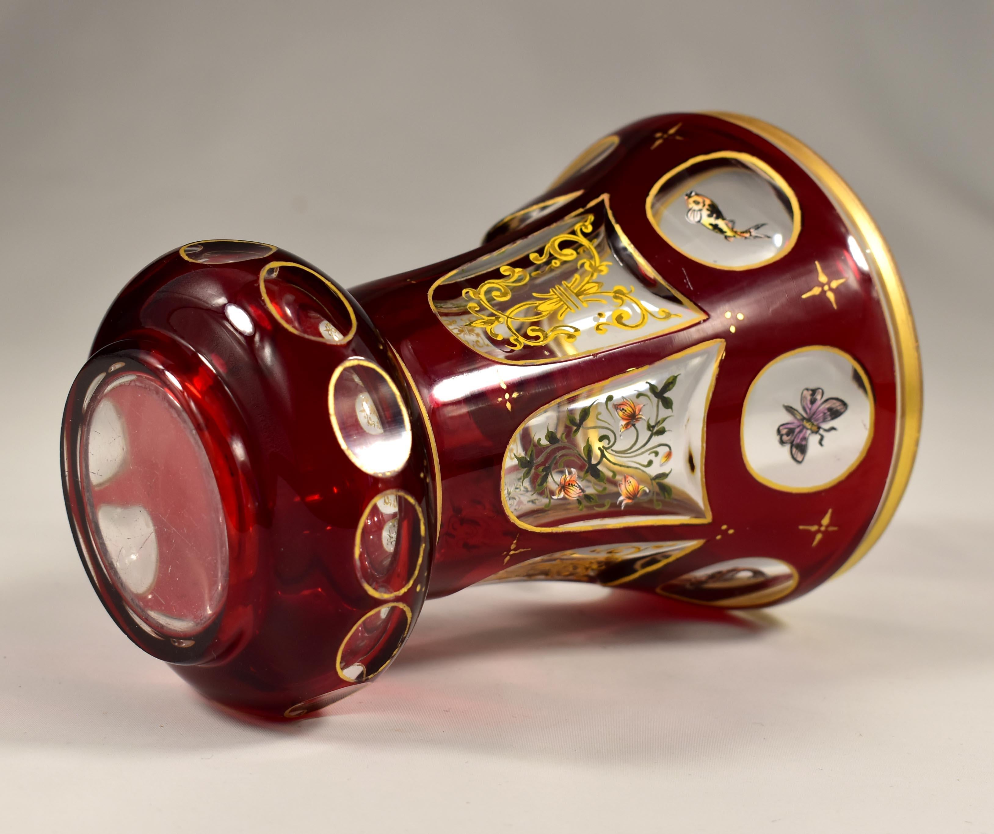 Antique Overlay Ruby Goblet Cut and Painted 19 th century For Sale at ...
