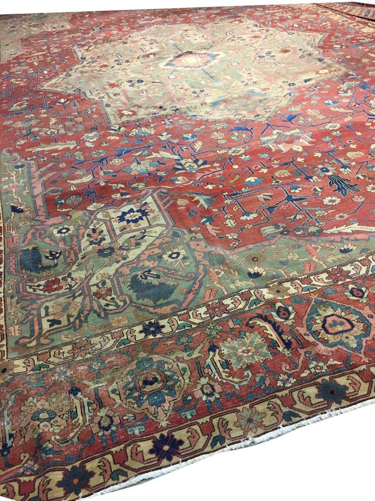 Antique Oversize Persian Heriz Serapi Rug 14'6 x 20'10 For Sale at 1stDibs