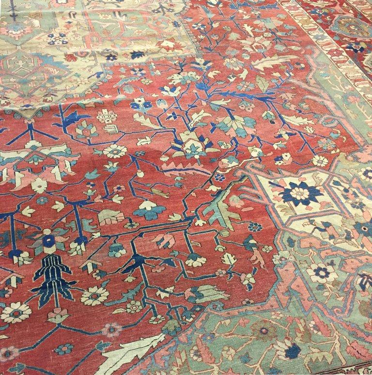 Antique Oversize Persian Heriz Serapi Rug 14'6 x 20'10 For Sale at 1stDibs