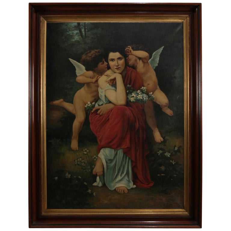 Antique Oversized Allegorical Oil on Canvas Old Master Painting Signed ...