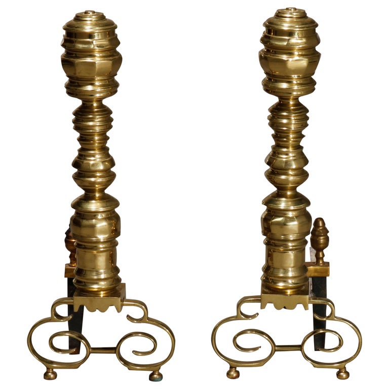 Antique Oversized Chippendale Brass Beehive Balustrade Fireplace ...