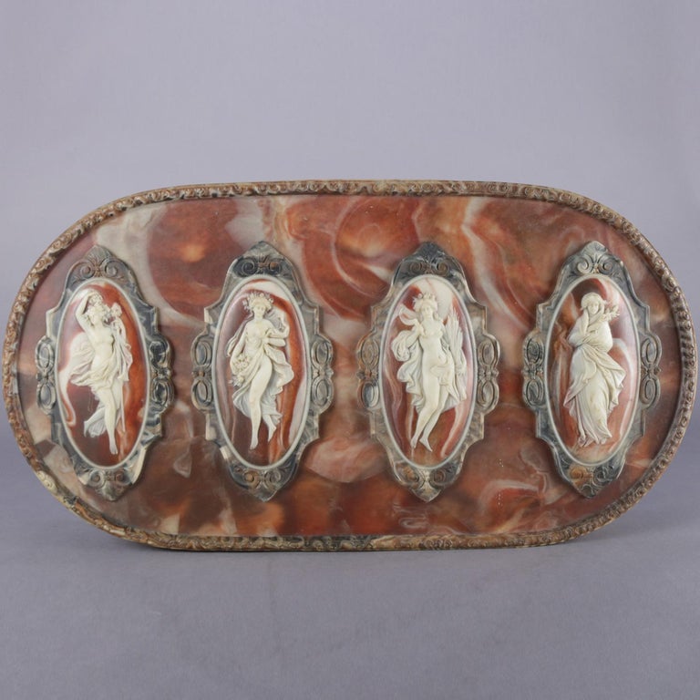 Antique Oversized Hand-Carved Incolay Stone Classical Cameo Jewelry Box ...