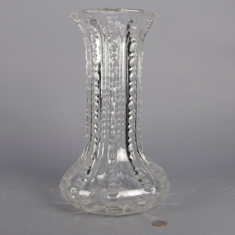 Antique Oversized Hawkes School Ribbed Glass Flower Vase, circa 1900 ...