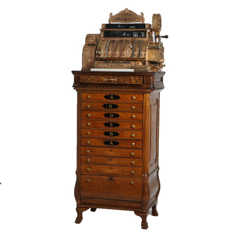 Antique Oversized National Country Store Crank Cash Register on Oak ...