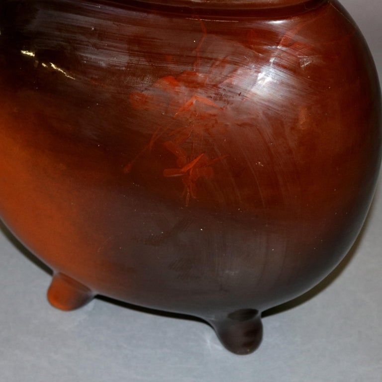 Antique Owens Hand Painted Utopian Floral Art Pottery Pillow Vase, circa 1920 at 1stDibs