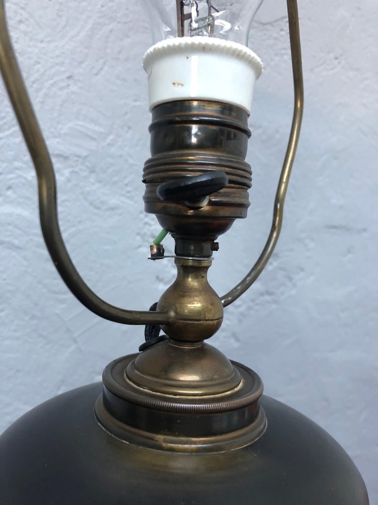 Antique Owls and Bats Black Pottery Table Lamp by L. Hjorth of Bornholm ...