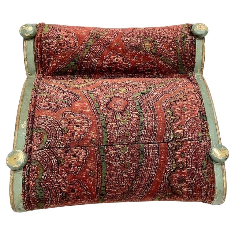 Antique Painted and Upholstered French Gout Stool For Sale at 1stDibs